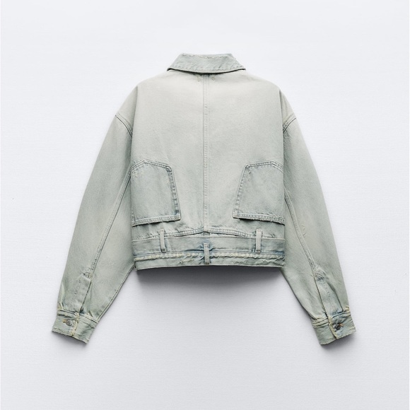 Zara | Jackets & Coats | Zara Trf Denim Oversized Jacket With Pant ...
